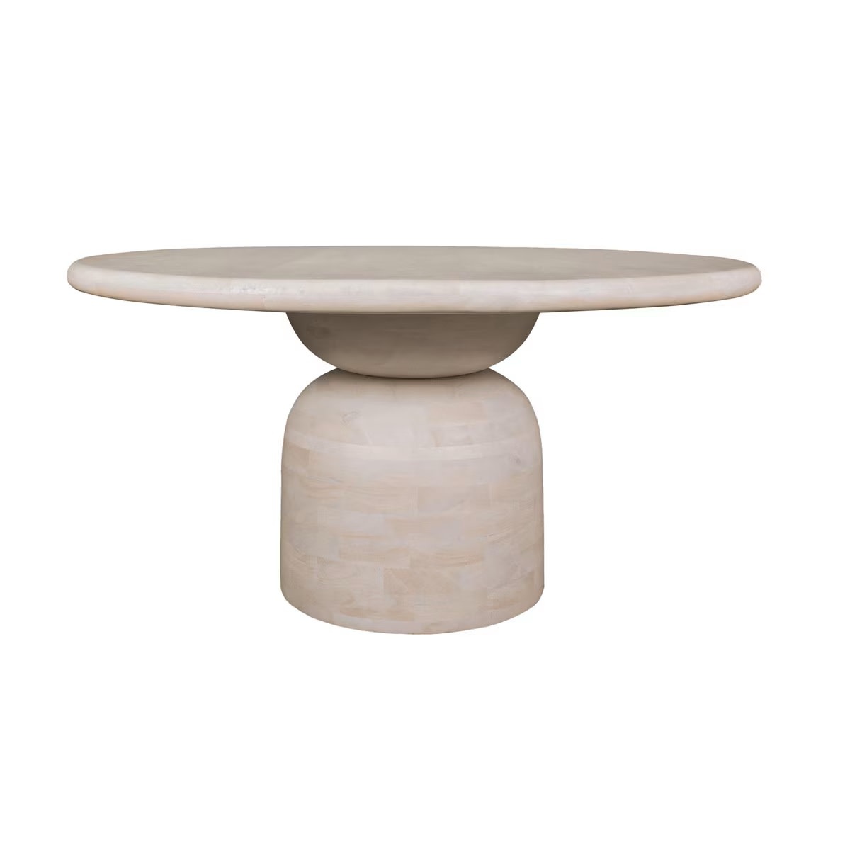 60" Round Sphere Pedestal Dining Table, Whitewash - Styron & Hughes ...