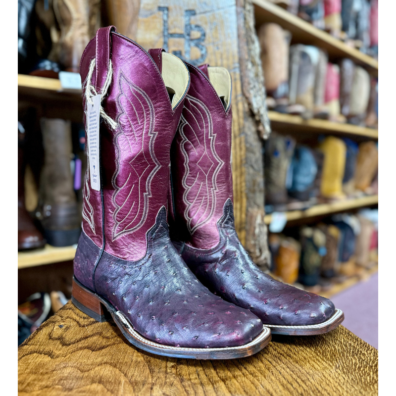 Anderson Bean Black Cherry Full Ostrich - HB Boot Corral