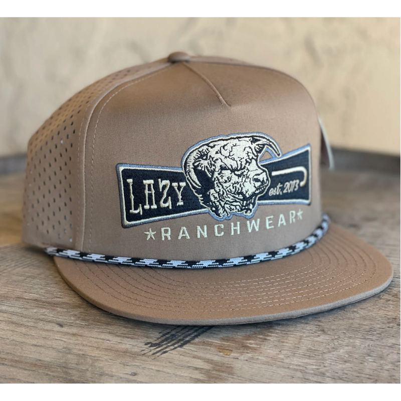 Lazy J Ranch Wear Hereford Banner Performance Cap Tan HB Boot Corral