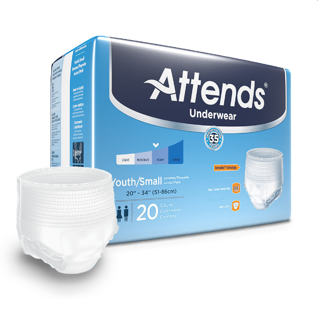 Attends Underwear, Incontinence Underwear Moderate Absorbency, Y/S, 20 ...