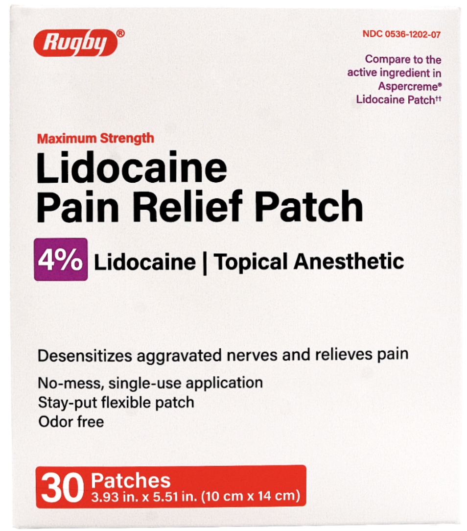 371082 - Rugby 4% Lidocaine Pain Relief Patch Maximum Strength Topical ...