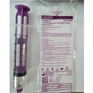 Amsino AMSure® Enteral Feeding Flat Top Piston Syringe, with ENFit Tip, 60cc - Durable Health ...
