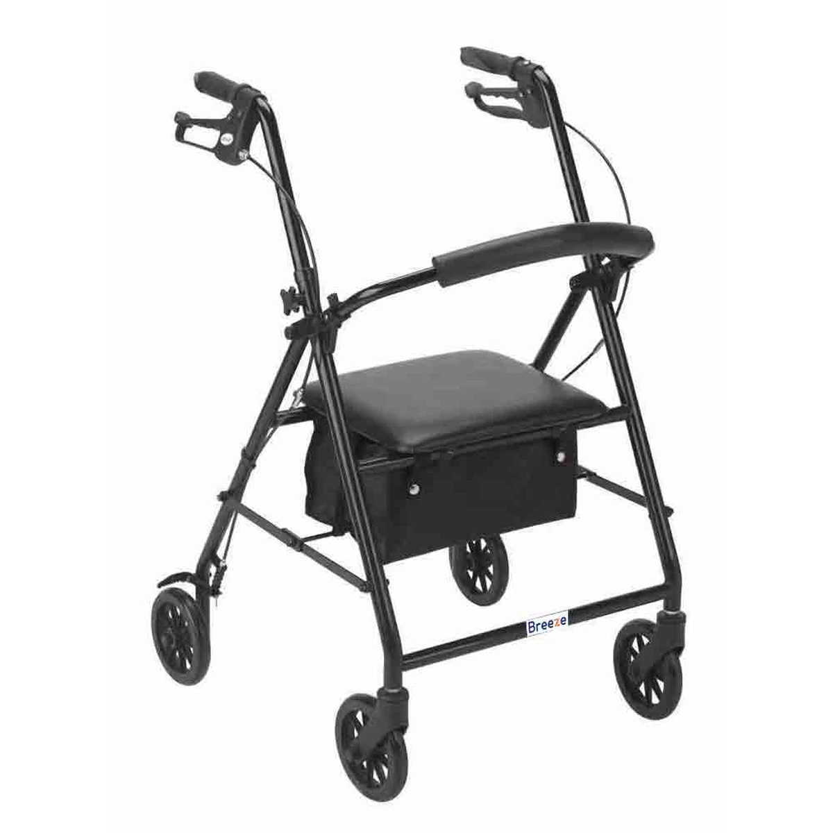 Breeze Steel Rollator with 6" Wheels, Black - Durable Health Medical ...