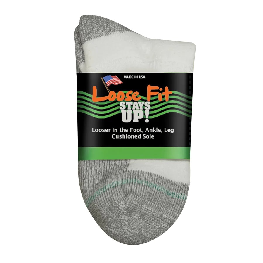 Extra Wide Company Loose Fit Stays Up Extra Large Crew Sock White #720 ...