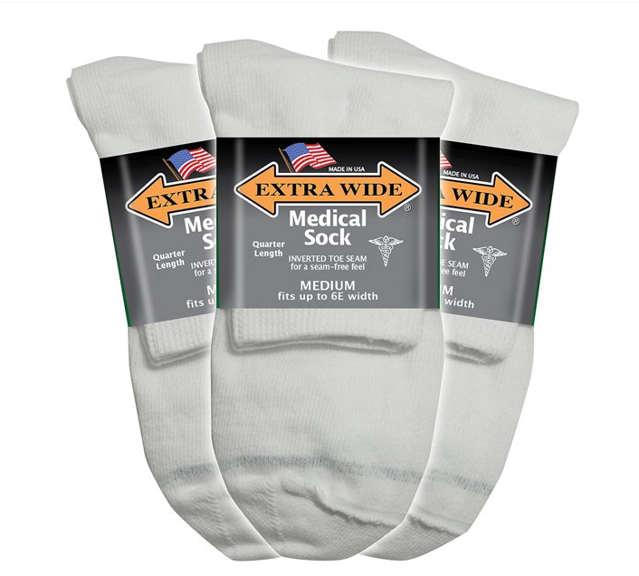 Extra Wide Company Inverted Toe Seam Medical Sock Med white crew #5850 ...