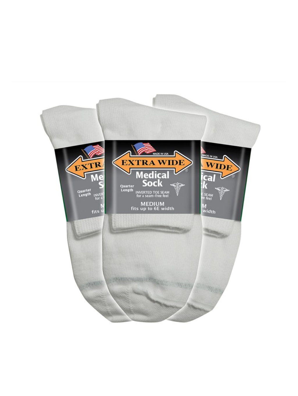 Extra Wide Company Inverted Toe Seam Medical Sock Med white crew #5850 ...