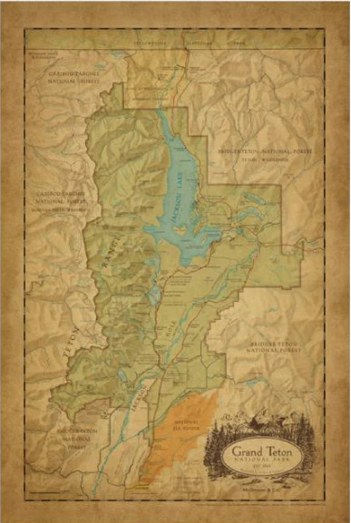 GTNP MAP ANTIQUE MAGNET - Grand Teton Association