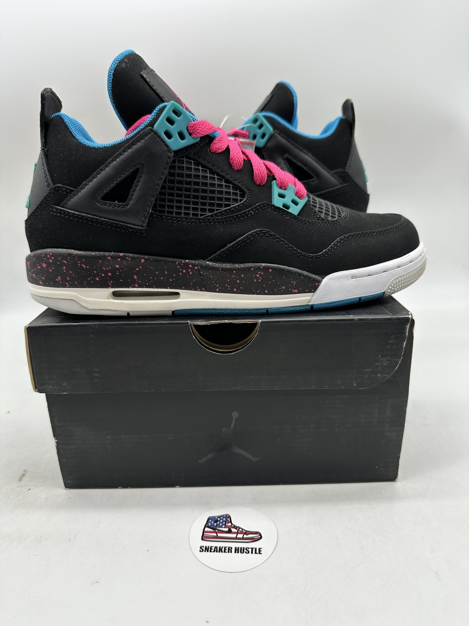 Jordan 4 Retro Black Vivid Pink Dynamic Blue (GS) - Sneaker Hustle