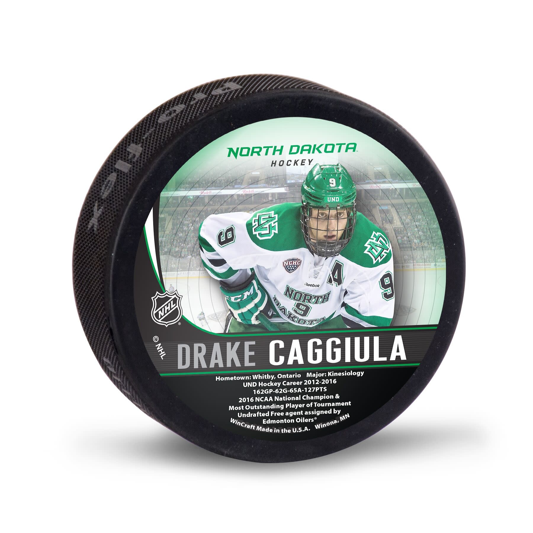 UND Alumni Drake Caggiula Puck - Sioux Shop at Ralph Engelstad Arena