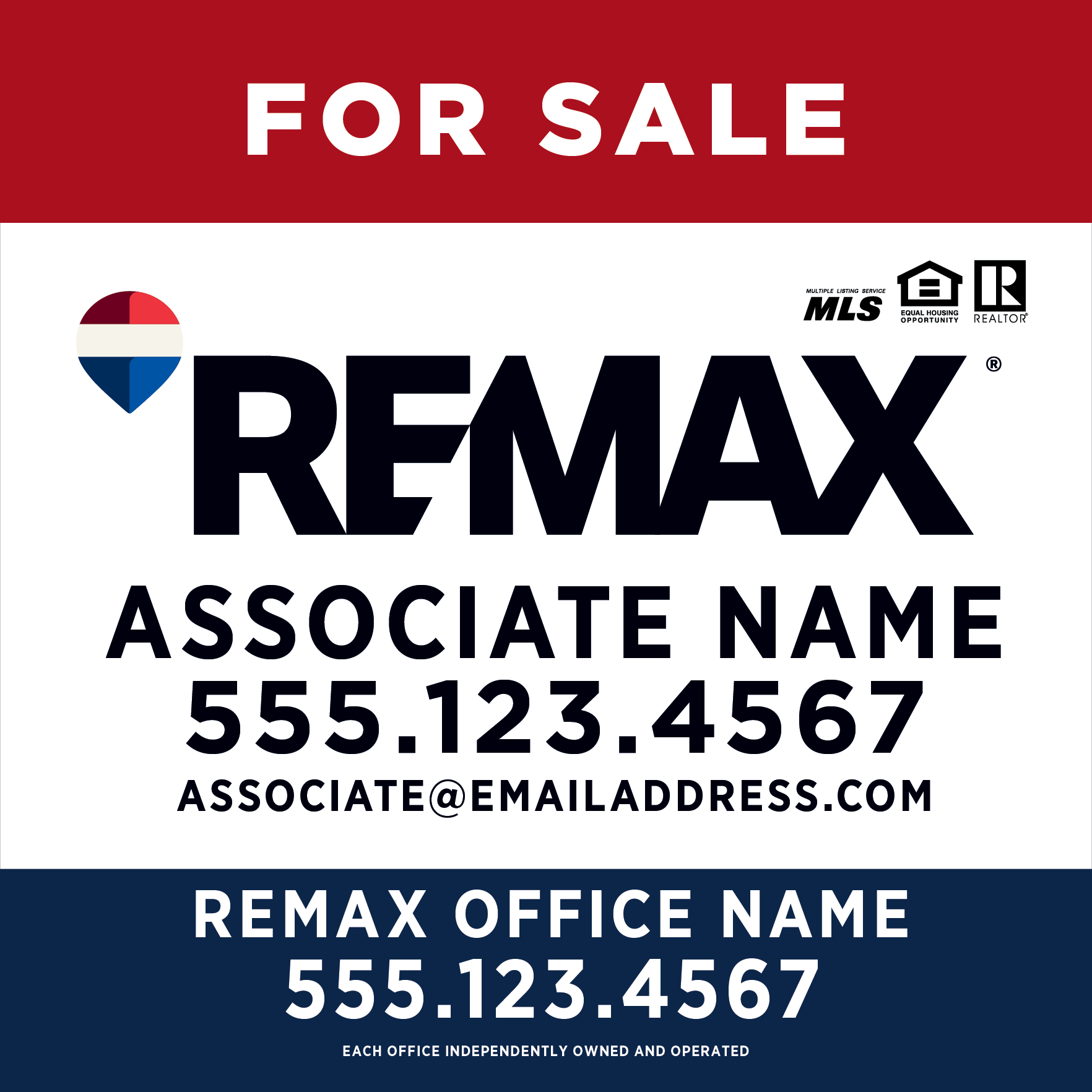 REMAX 24" x 24" Listing Sign - NVA Signs & Striping