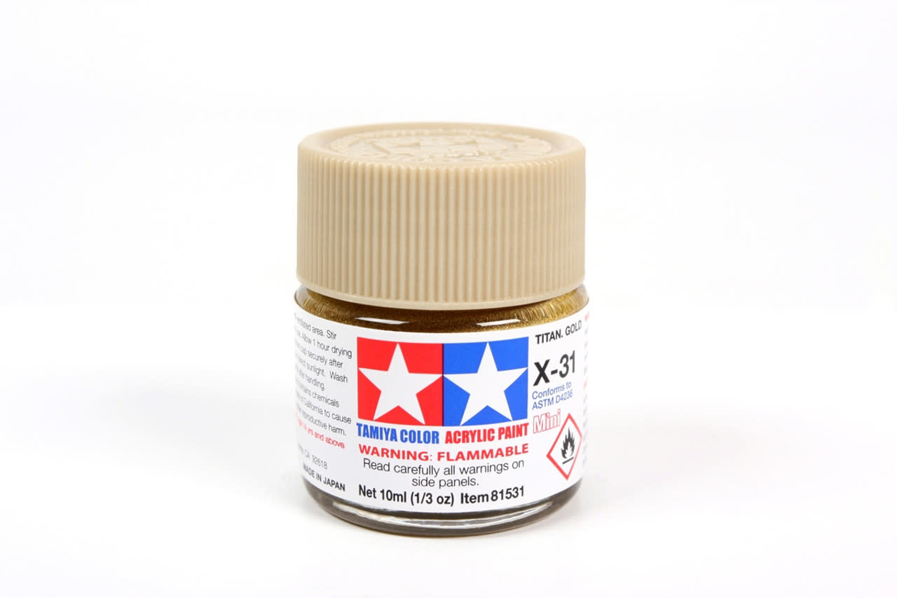 Tamiya TAM81531 Tamiya Acrylic Mini X-31 Metallic Titanium Gold 10ml (1 ...