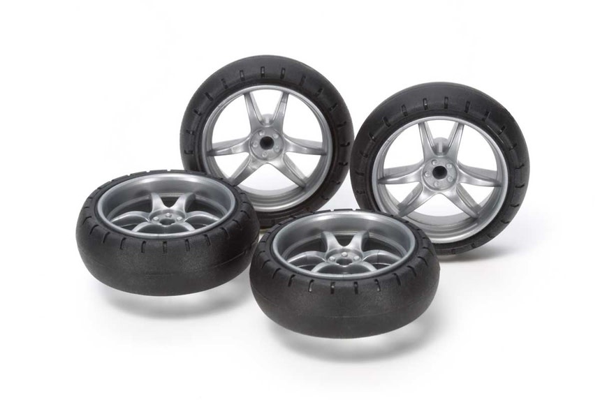 Tamiya Mini 4WD Large Dia V Spoke Narrow Wheels (w/Arched Tires ...