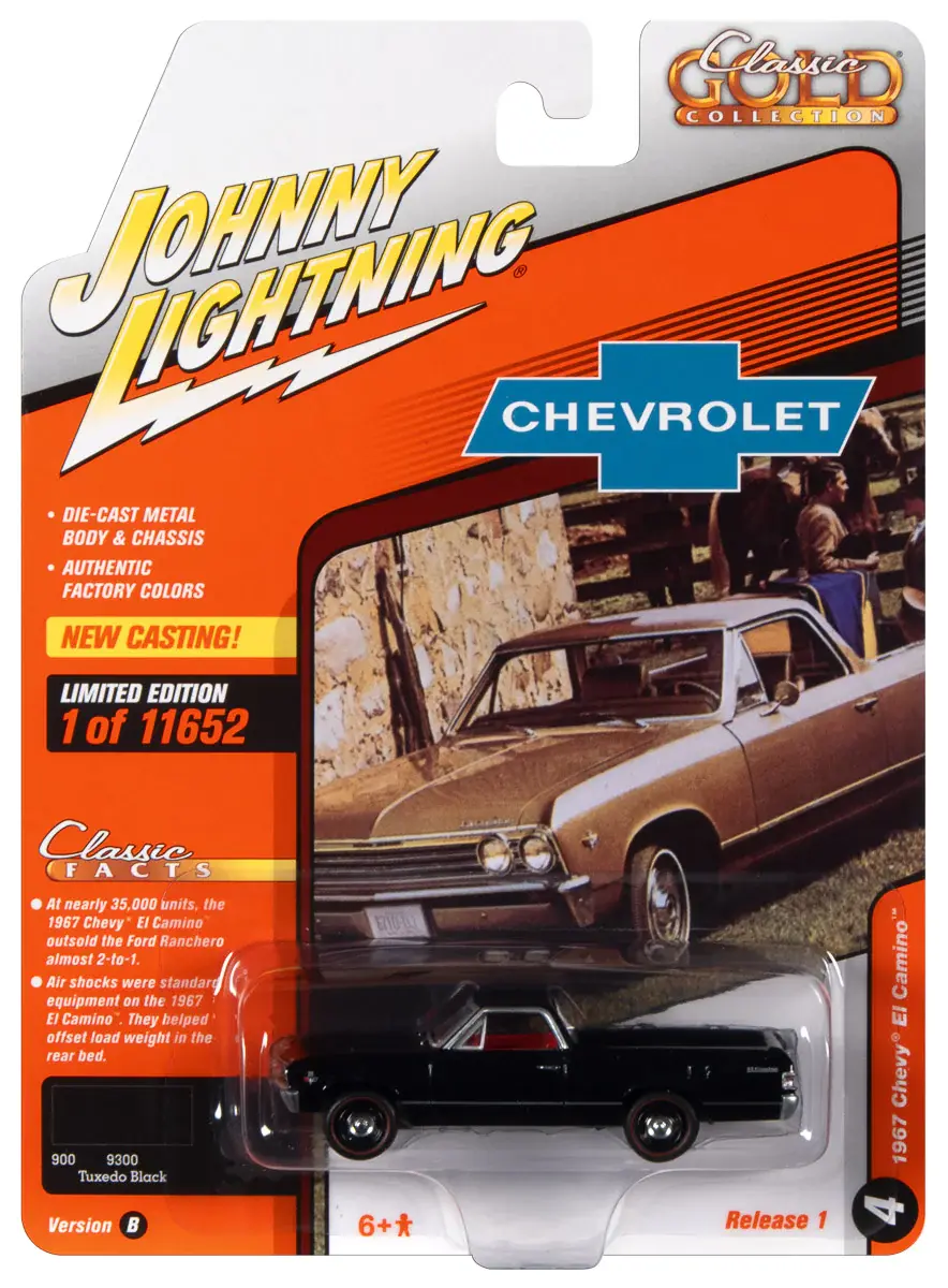 Johnny Lightning JLSP225B Johnny Lightning 1967 Chevrolet El Camino Gloss Black - Hobby Action ...