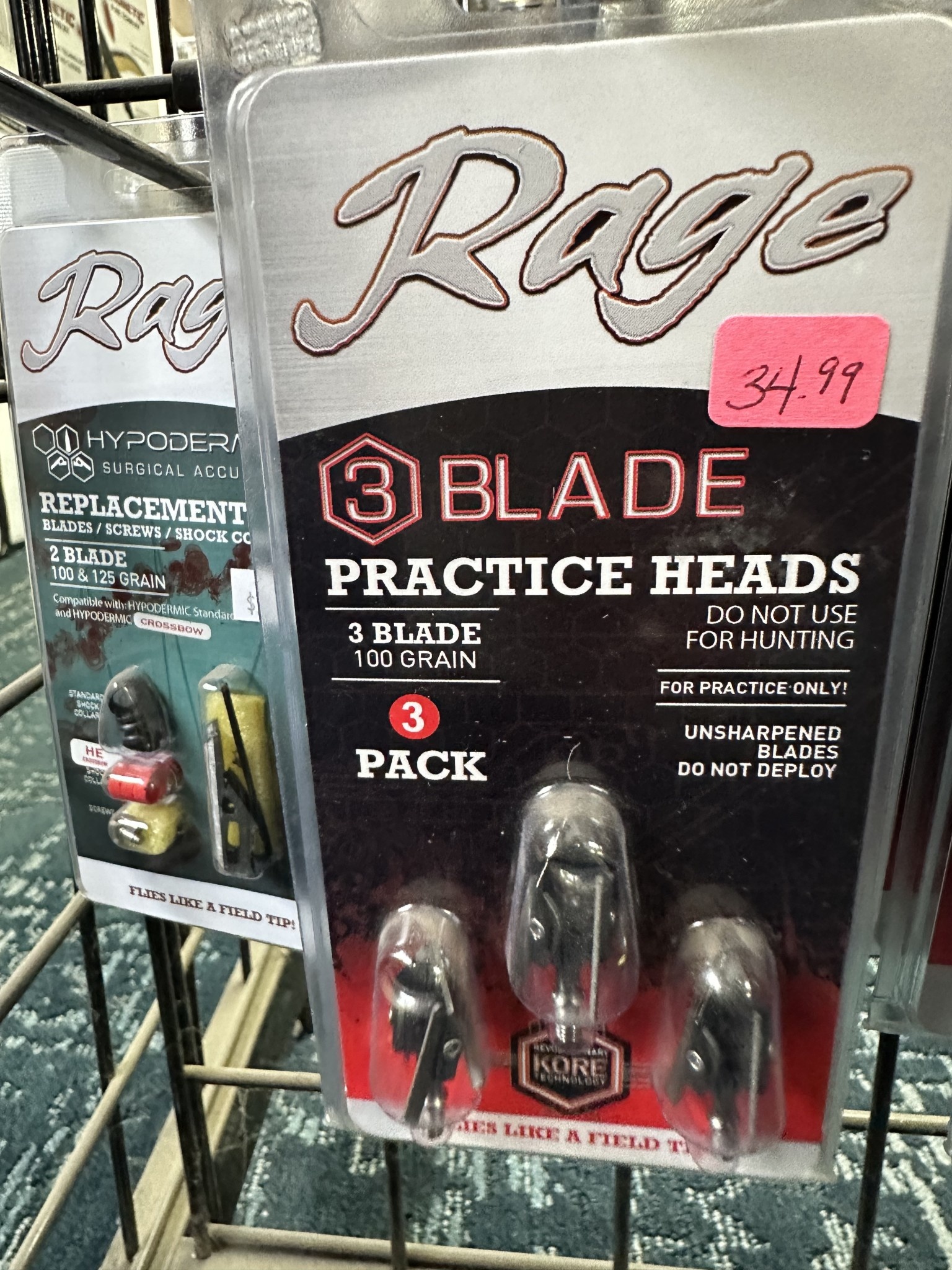 RAGE Rage Practice Heads 3 Blade 100 Gr - Legacy Archery