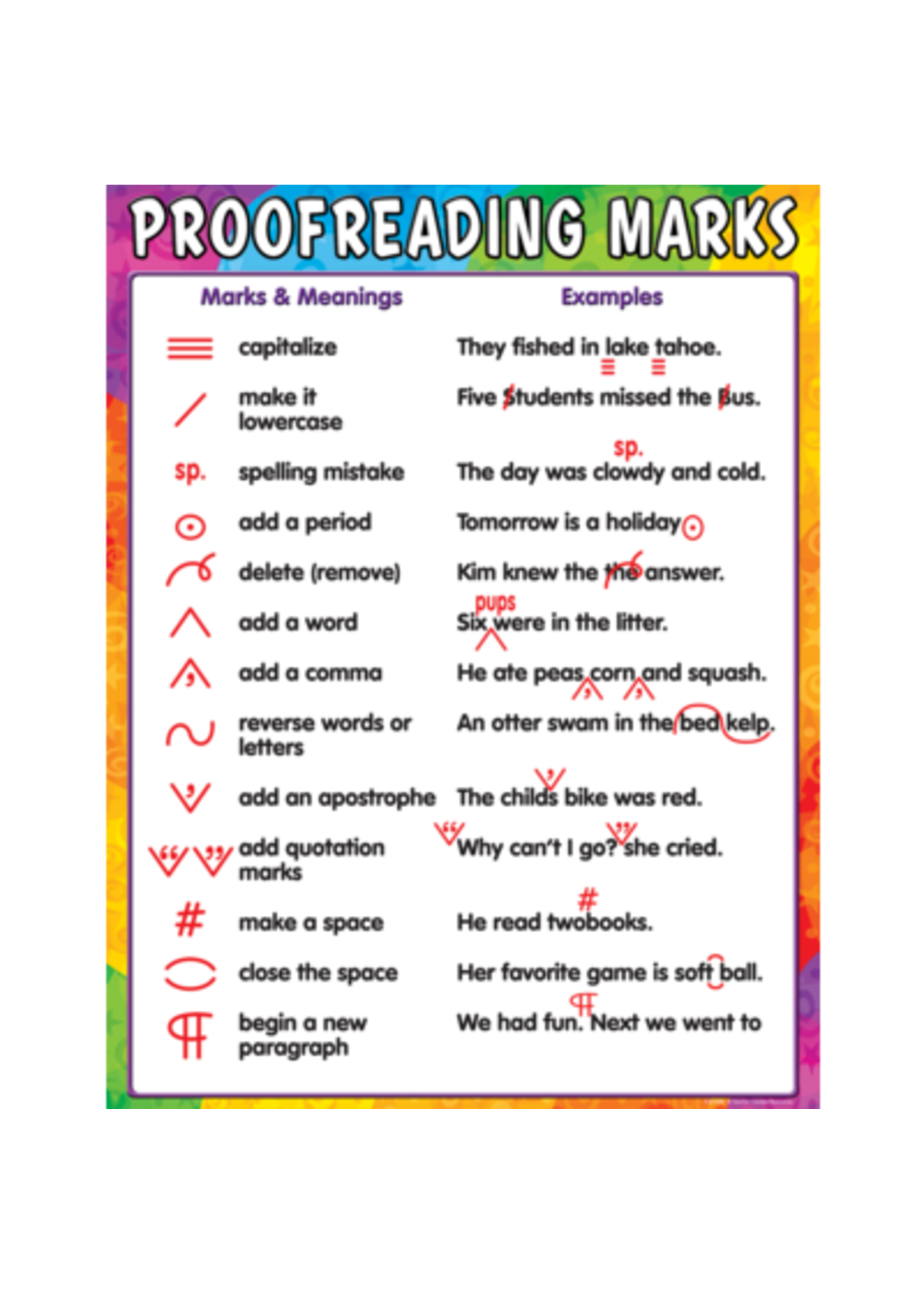 CHT PROOFREADING MARKS - Educational Outfitters