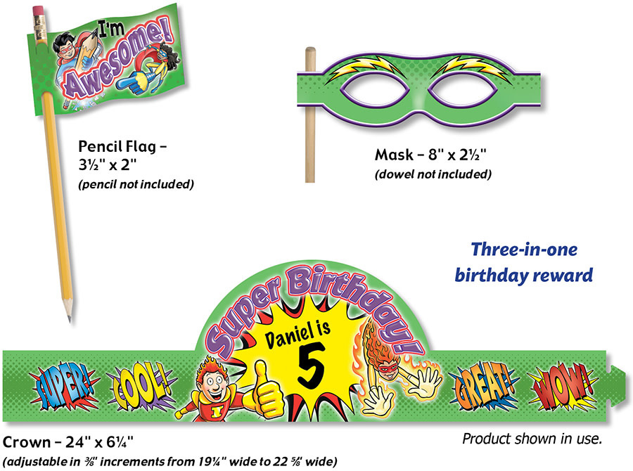 BIRTHDAY CROWN SUPERHERO GREEN - Educational Outfitters