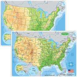 Smart Poly Learning Mat 12"X17", Double-Sided, US Map Physical ...