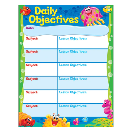 Daily Objectives Sea Buddies Learning Chart - Educational Outfitters