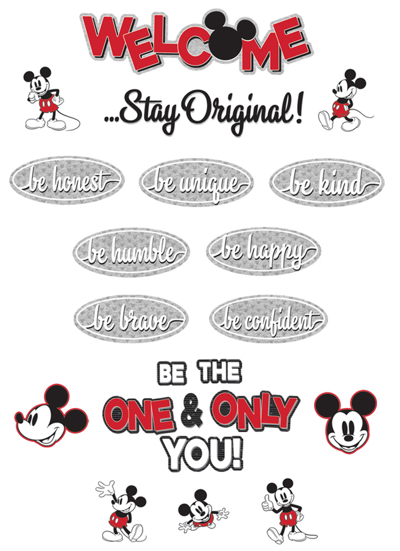 Mickey Mouse Throwback Welcome Mini Bulletin Board Set - Educational ...