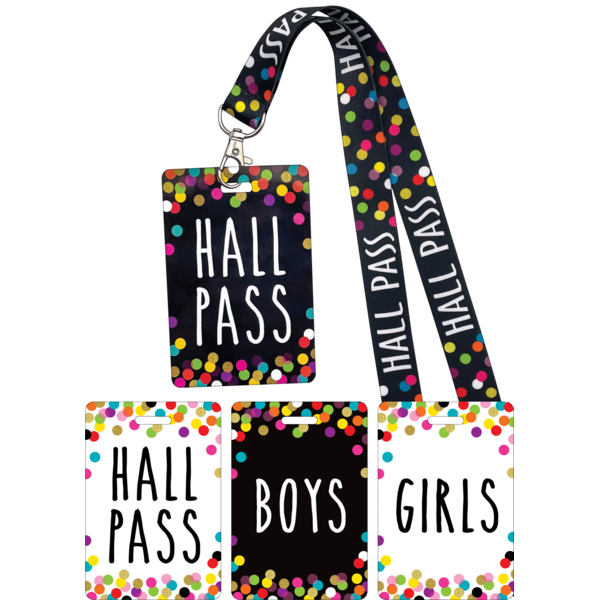 Confetti Hall Pass Lanyards - Educational Outfitters