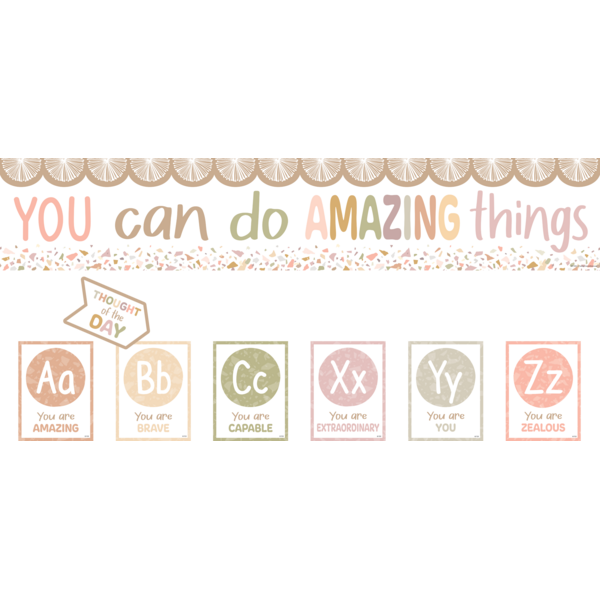 Terrazzo Tones Alphabet Affirmations Bulletin Board - Educational ...