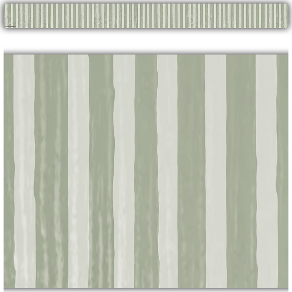 Classroom Cottage Sage Green Stripes Straight Border Trim - Educational ...
