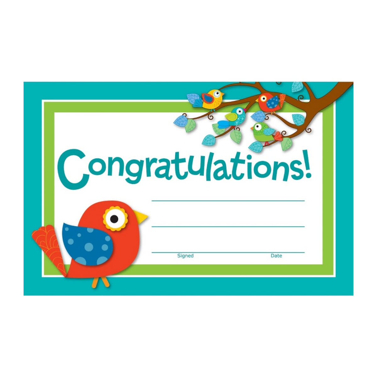 Boho Birds Congratulations Reward Certificates - Educational Outfitters