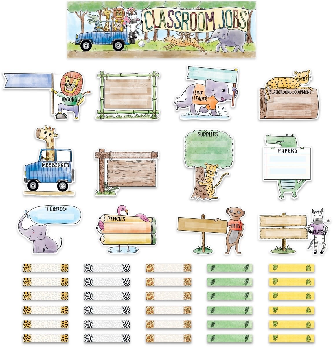 Safari Friends Class Jobs Mini Bulletin Board Set - Educational Outfitters