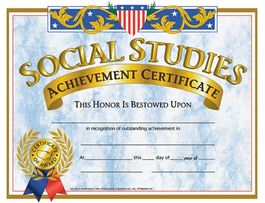 Social Studies Achievement Certificate - Educational Outfitters