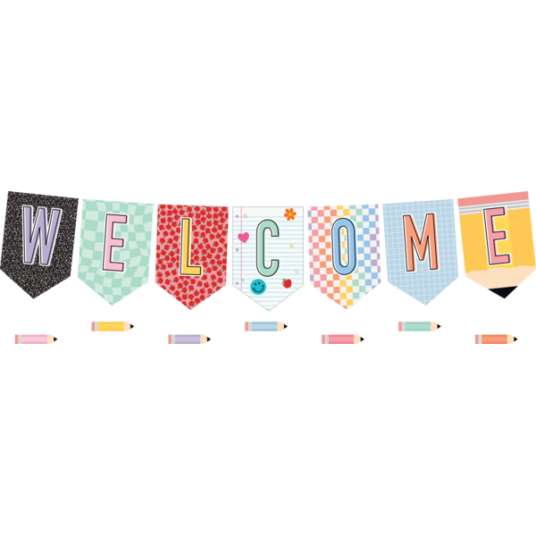 Cool for School Pennants Welcome Bulletin Board - Educational Outfitters