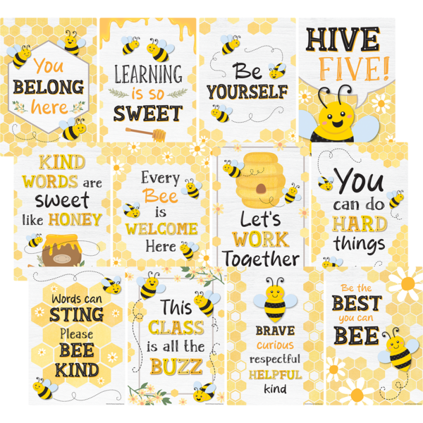 Buzzing Bees Positive Sayings Small Poster Pack - Educational Outfitters