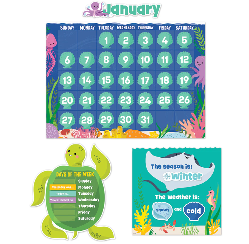Sea Friends Calendar Set Bulletin Board - Educational Outfitters
