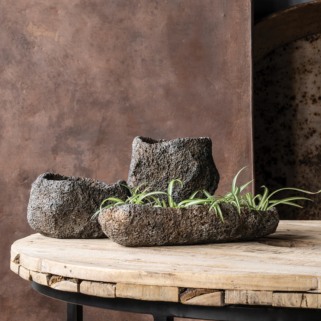 Cast Concrete Lava Stone Planter Tall - The Plant Shoppe