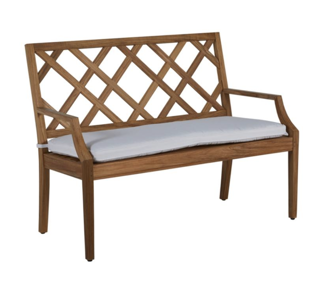 HALEY TEAK 48" BENCH with CABANA STRIPE FOREST cushion - The Plant Shoppe