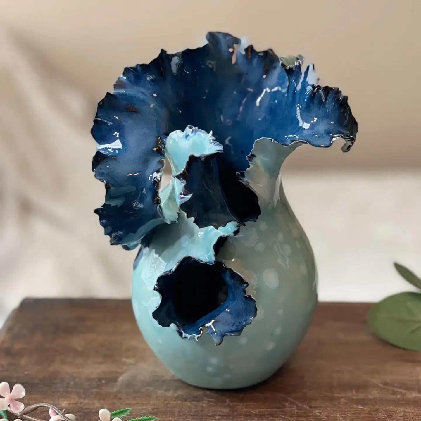 Artisan-made Burst Vessel, Blue - The Plant Shoppe
