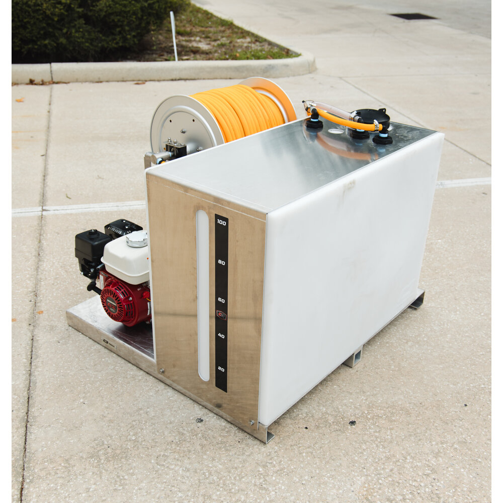 100 Gallon Pest Control Sprayer 10GPM Poly Diaphragm Pump & Manual Reel ...