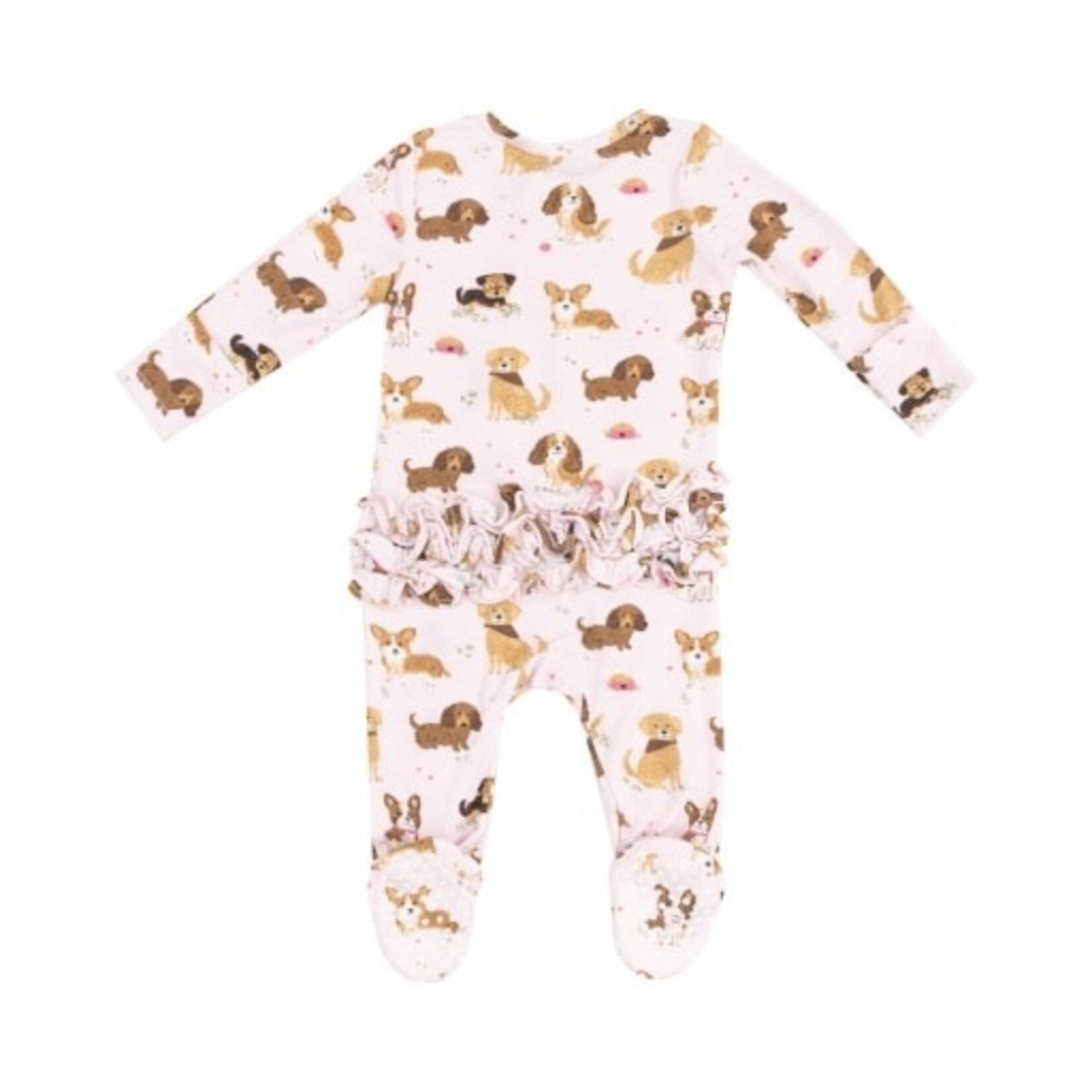 Angel Dear Best Friend Dogs Pink 2 Way Zipper Ruffle Back Footie - The ...