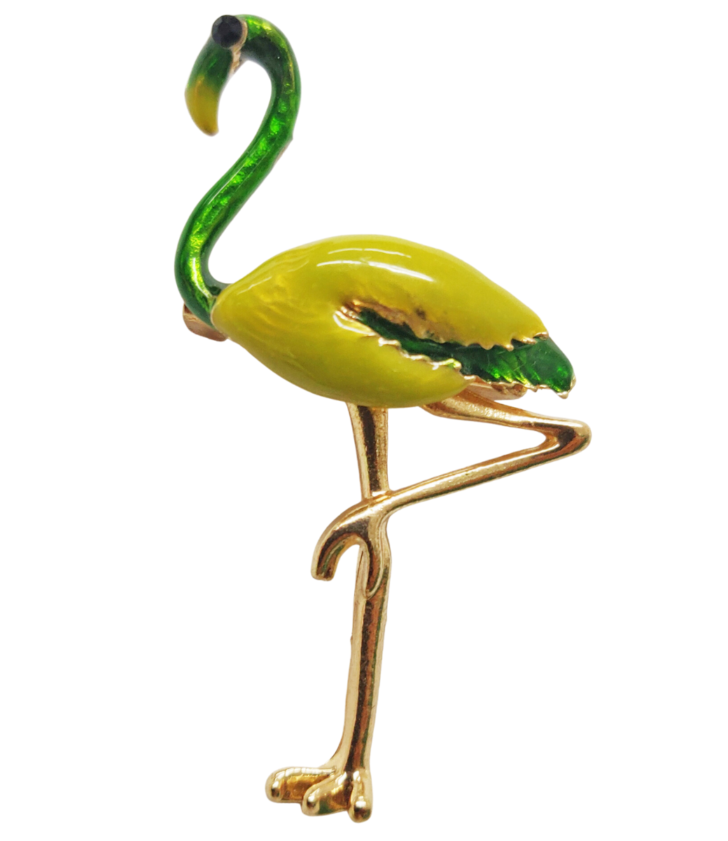 Flamingo Pin (Mustard Green) - Peepa's