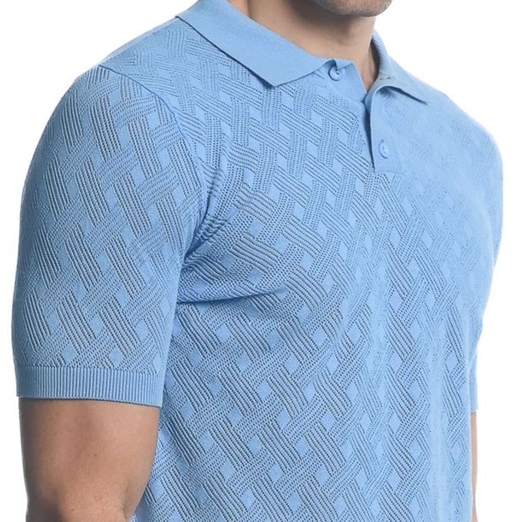 Postmarc Cotton 3-Button Textured Cross Weave Knit Polo - Peepa's