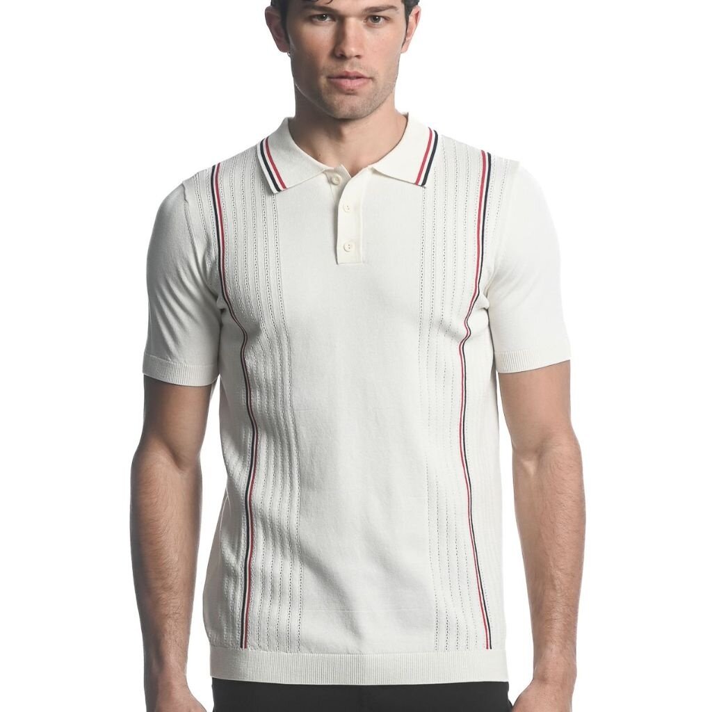 Postmarc Cotton 3-Button Textured Cross Weave Knit Polo - Peepa's