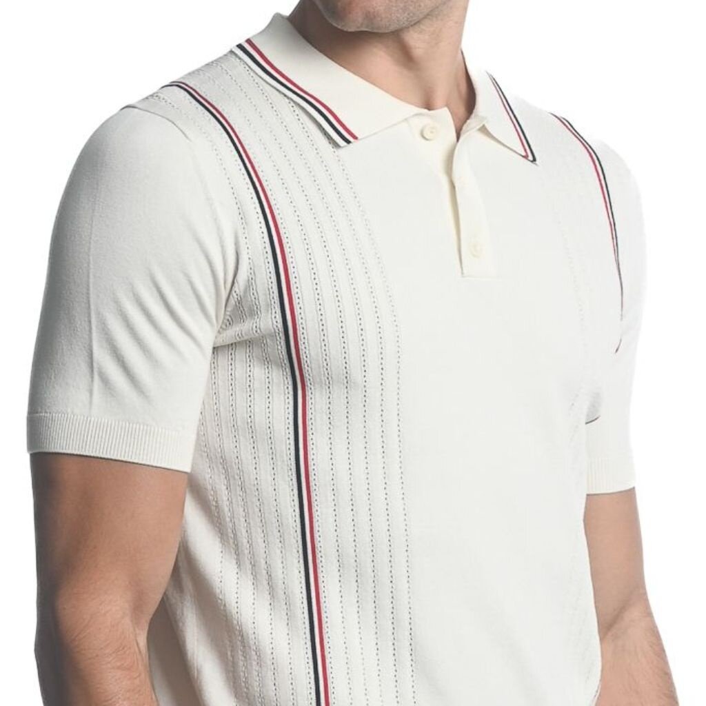 Postmarc Cotton 3-Button Textured Cross Weave Knit Polo - Peepa's