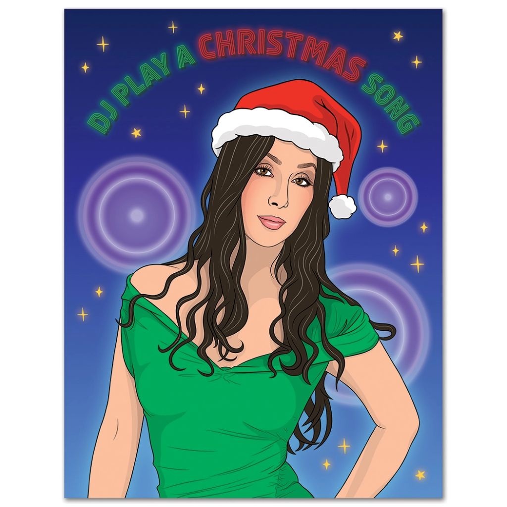 Play A Christmas Song Cher Happy Holidays Card - Peepa's