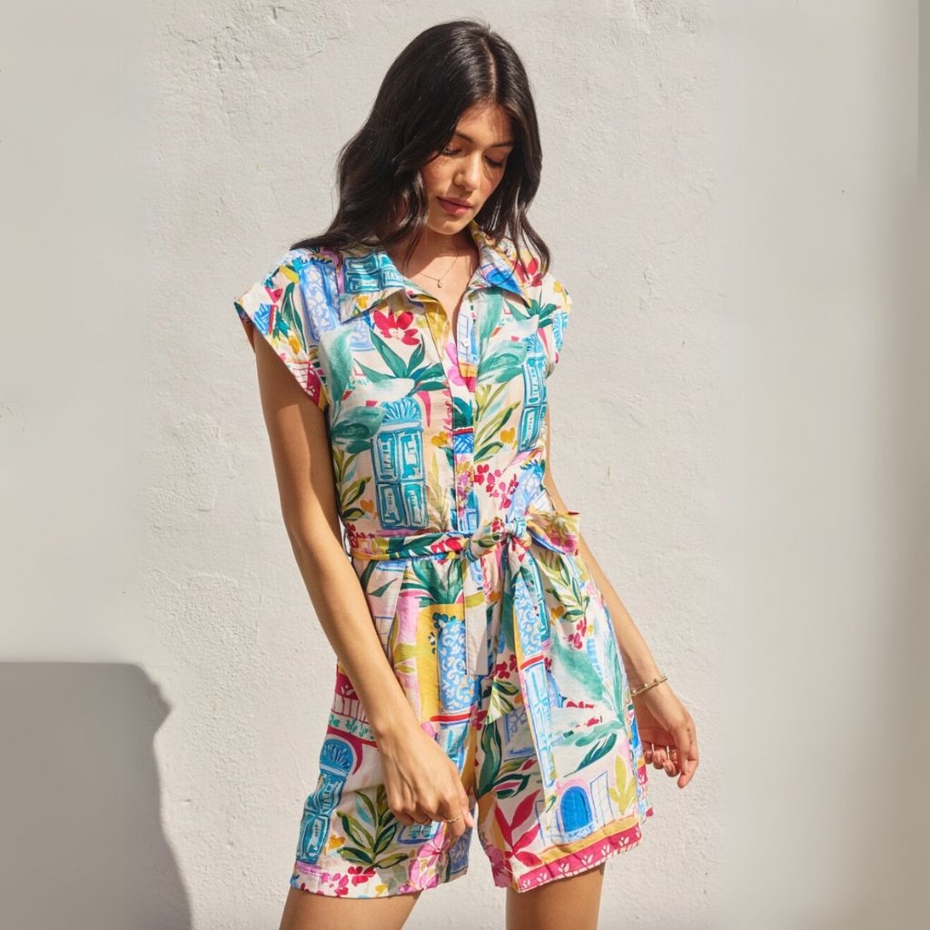 SU25 Long Summer Button Down Romper - Peepa's