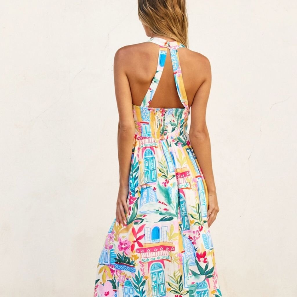 SU25 Long Summer Halter Neck Midi Dress - Peepa's