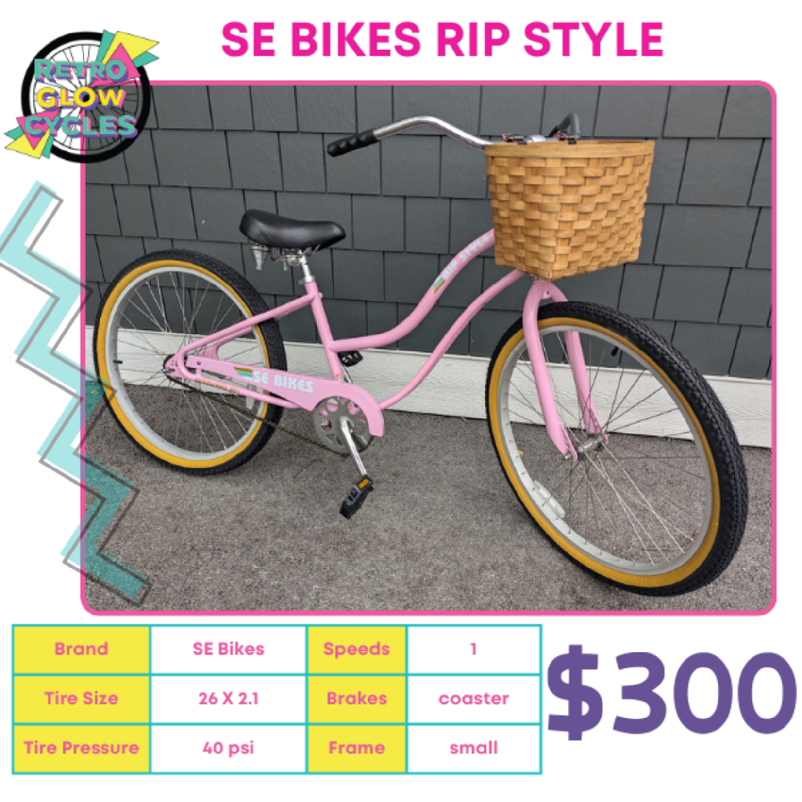 SE Bikes Rip City Cruiser 26" Pink - Retro Glow Cycles