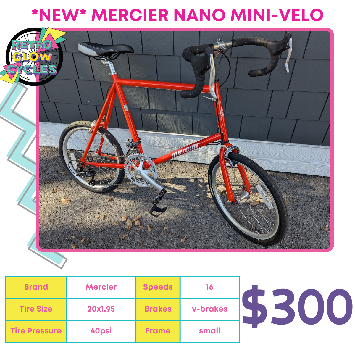 *NEW* Mercier Nano Mini-Velo - Retro Glow Cycles