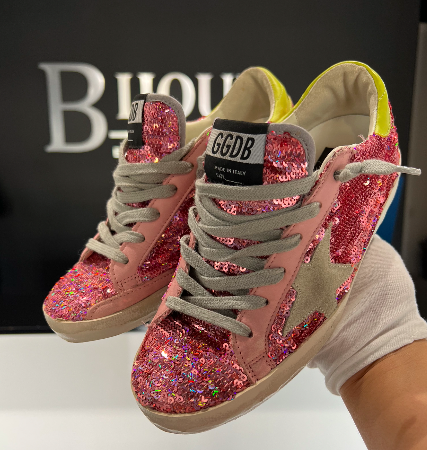 Golden Goose Sequin Pink Sneakers 37 - Bijoux Bag Spa & Consignment