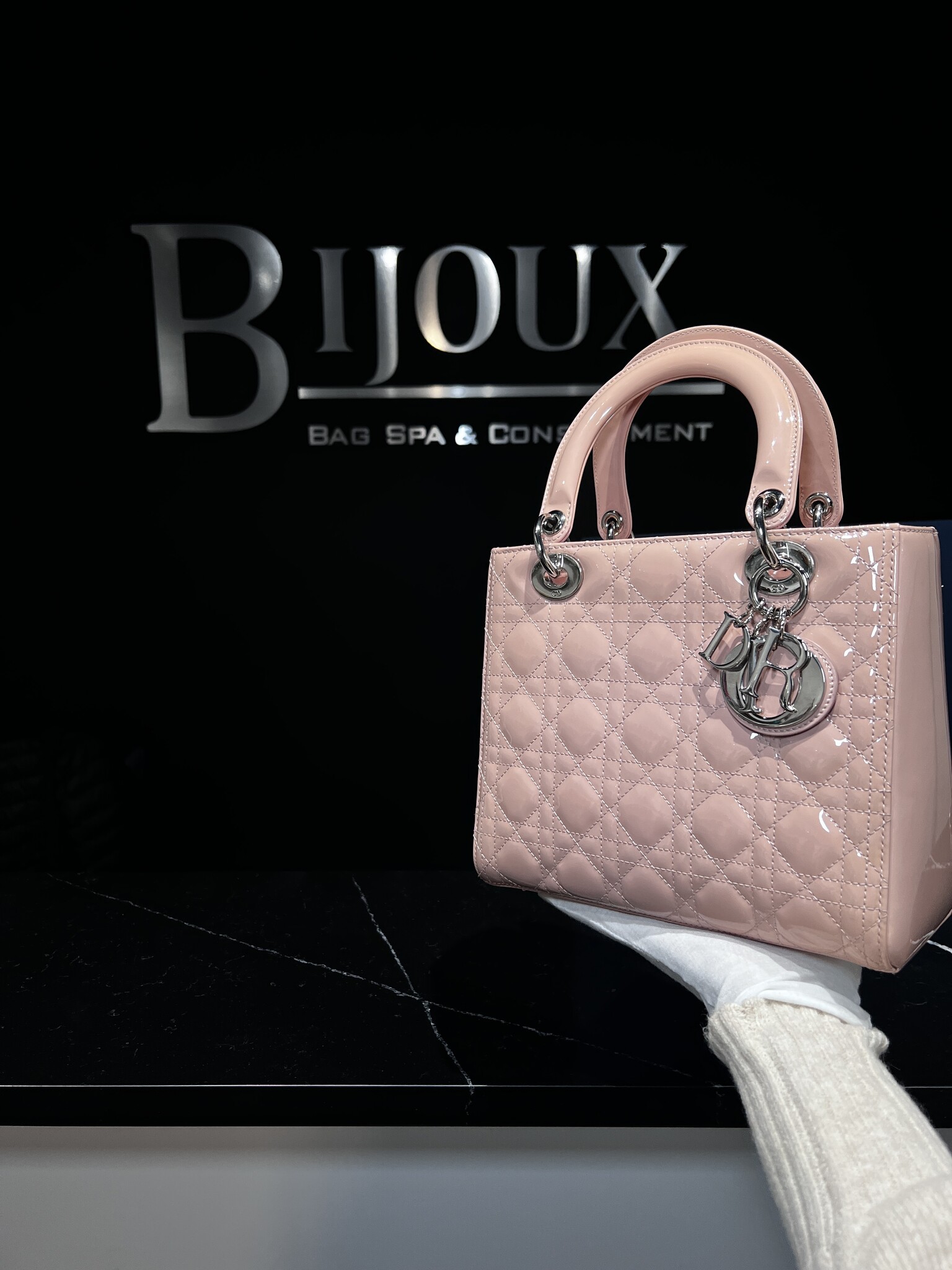 Dior Medium Pink Patent Lady - Bijoux Bag Spa & Consignment