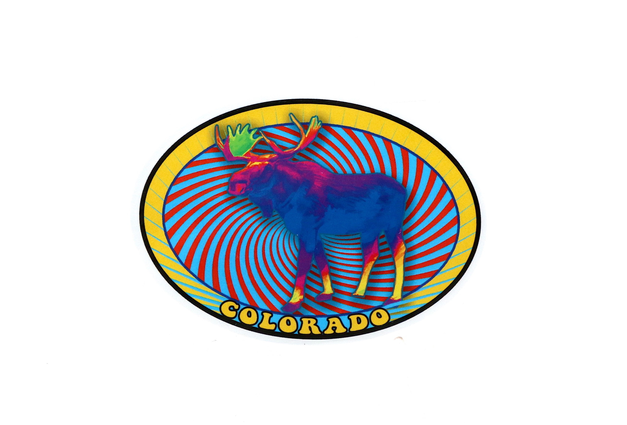 Psychedelic Colorado Moose Mini Sticker - Garden of the Gods Trading Post