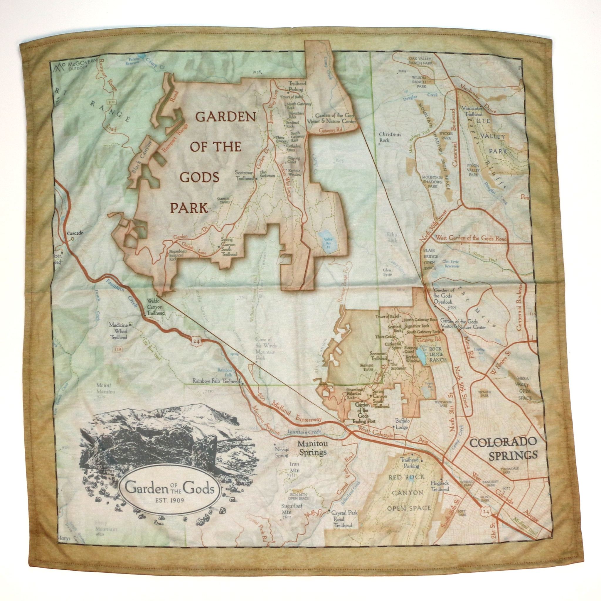 Bandana - Garden of the Gods Vintage Map - Colorado Retail Collection